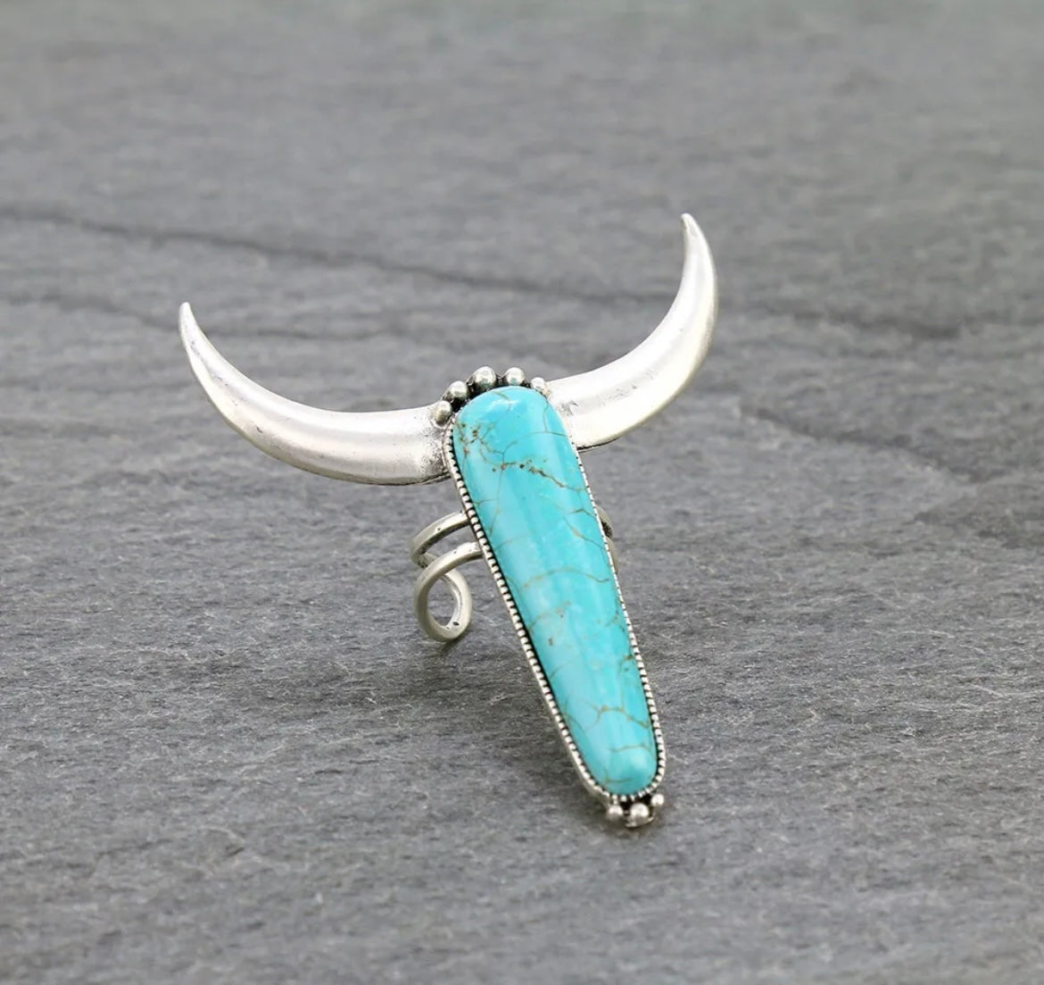 Natural Stone Longhorn Ring – The Cactus Flower Accessories